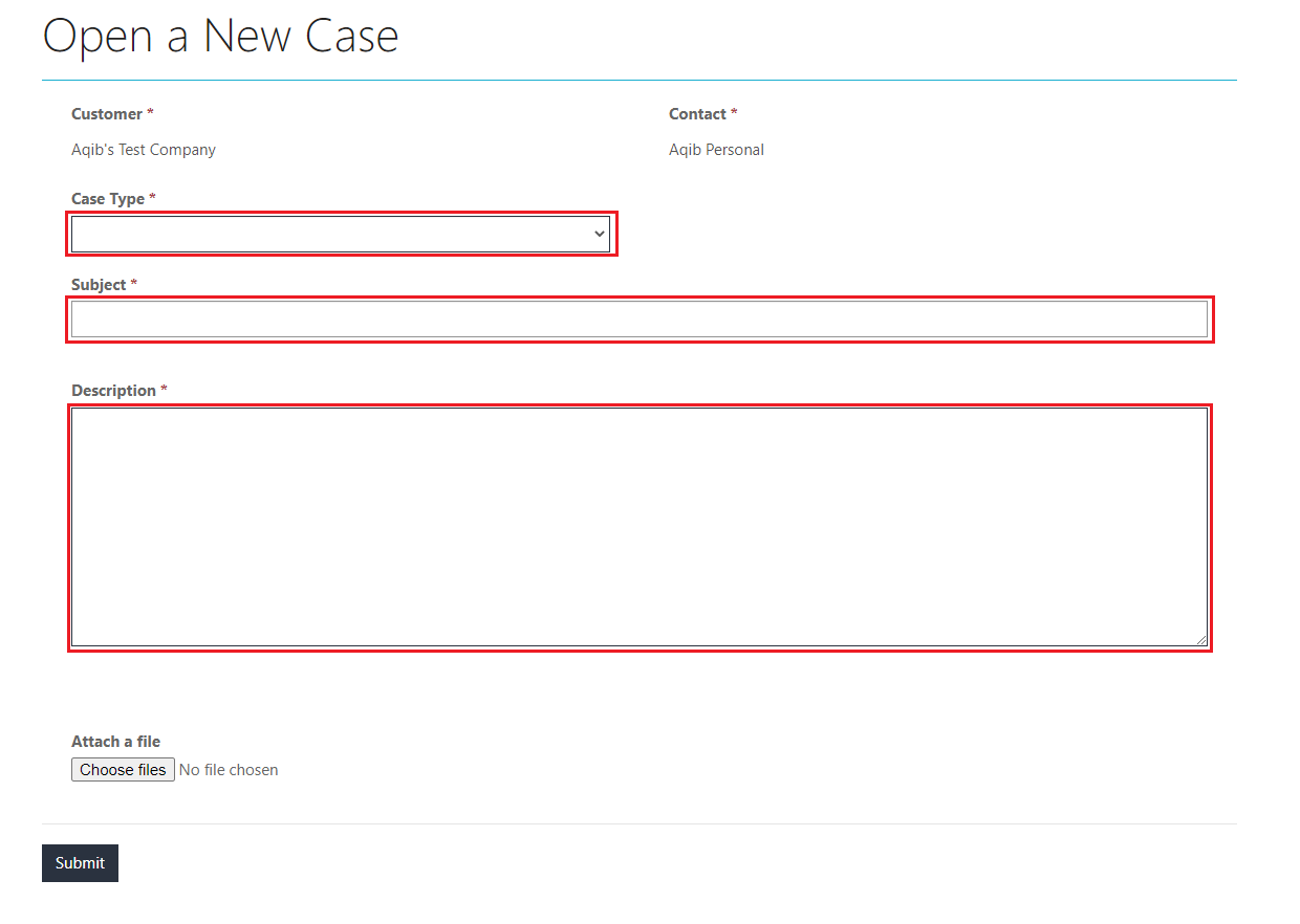 Raise a Support Case · Managed Service Portal